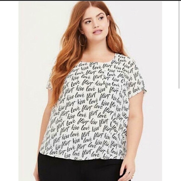 torrid | Tops | Torrid Shirt Blouse Top Abbey Love Flirt Kiss White ...